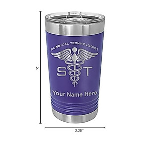 LaserGram 16oz Vacuum Insulated Pint Tumbler, ST Surgical Technologist, Personalized Engraving Included (Dark Purple)