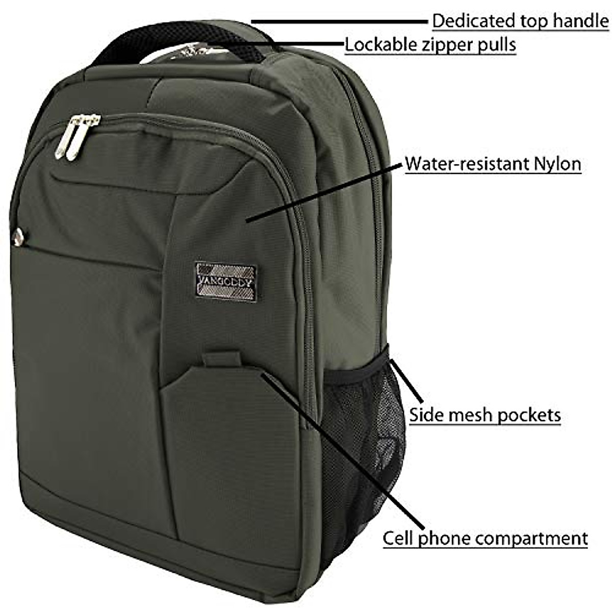 Green Laptop Backpack 15-inch Anti-Theft Made for Lenovo IdeaPad, ThinkPad, ChromeBook, Legion, ThinkBook, Creator, Yoga