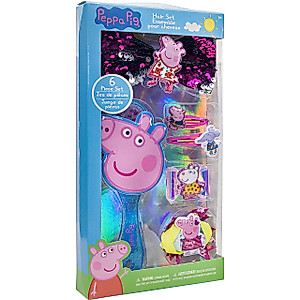 Peppa Pig - Townley Girl Hair Accessories Box|Gift Set for Kids Girls|Ages 3+ (6 Pcs) Including Hair Bow, Hair Brush, Snap Clips and More, for Parties, Sleepovers and Makeovers