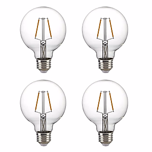 Globe Led Light Bulbs 3W 2700K 25 Watt Equivalent, E26 Dimmable Warm White 300LM High Brightness Round Vanity Light Bulbs, G25 Vintage Bulbs, G80 Clear Edison Bulbs for Bathroom Mirror,Ceiling Fans