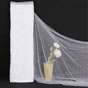 White Pearl Tulle Fabric 3 Yard Sheer Mesh Fabric Bridal Veil Wedding Table Decorations for Wedding Sweetheart Sewing DIY Crafts Gowns Crafts