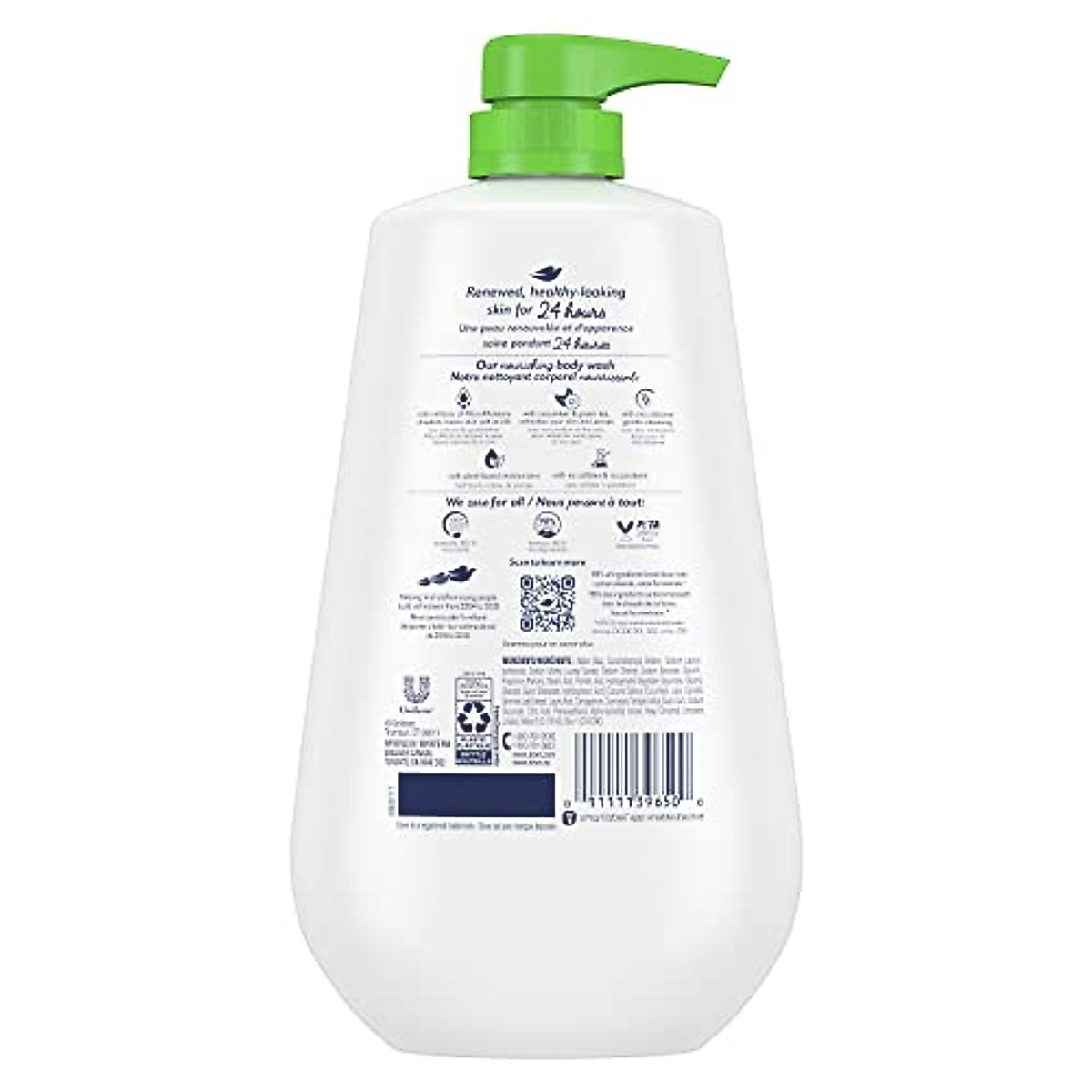 Dove Body Wash with Pump Refreshing Cucumber and Green Tea Refreshes Skin Cleanser That Effectively Washes Away Bacteria While Nourishing Your Skin 30.6 Fl oz(Pack of 3)