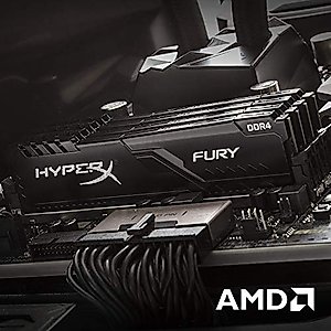 HyperX Fury 32GB 3200MHz DDR4 Ram CL16 DIMM Black Desktop Memory with low-profile heat spreader