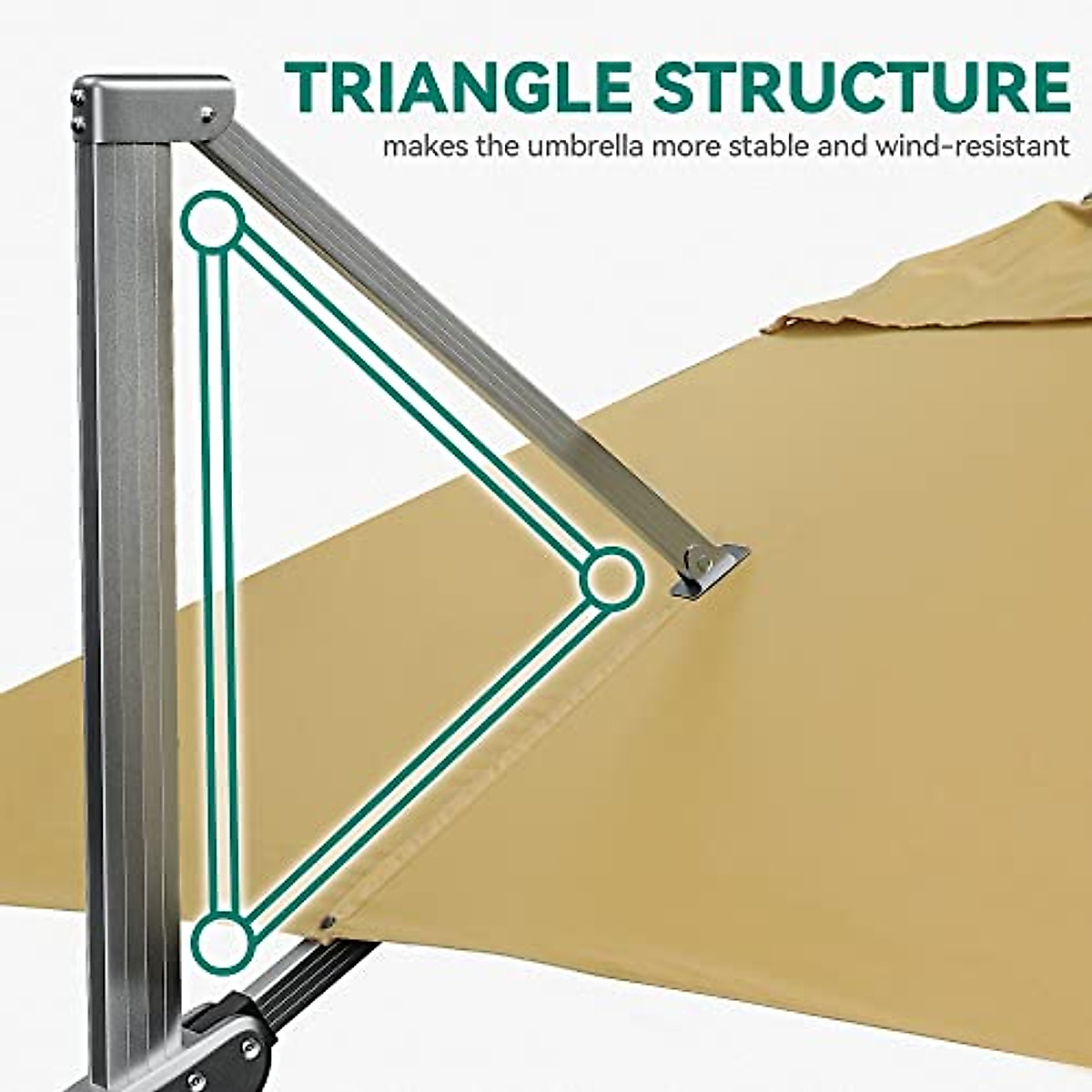 YITAHOME 10x10ft Patio Umbrella Outdoor Cantilever Umbrella Square Offset Umbrella w/Heavy Duty Aluminum Frame & Cross Base for Garden Pool Backyard Market (Khaki)