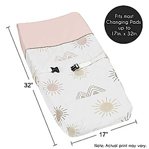 Sweet Jojo Designs Boho Desert Sun Girl Baby Nursery Changing Pad Cover - Blush Pink Mauve Gold Taupe Bohemian Watercolor Mountains Southwest Nature Outdoors Minimalist Geometric