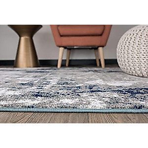 Rugshop Contemporary Abstract Distressed Area Rug 7'10" x 10' Blue