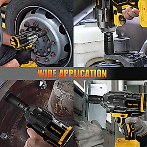 Cordless Impact Wrench Compatible with 20V Battery (No Battery) 1/2" Brushless High Torque Impact Gun with Max 627Ft-lbs (850N.m) Power, 6 Sockets, Belt Clip, Tool Bag