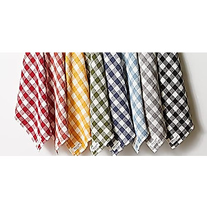 DII Washed Waffle Weave Collection, Dishtowel Set, 18x28, Dusty Blue Check, 2 Piece