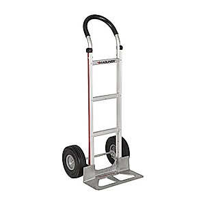 Magliner HMK119UAC Aluminum Hand Truck, Horizontal Loop Handle with Vinyl Sleeve, 18" x 7-1/2" Aluminum Diecast Nose Plate, 500 lb Capacity, Silver