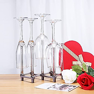 Maxcocola Retractable Cup Drying Rack with 6PCS Coasters, Retractable Drying Rack and Bottle Drying Rack, Plastic Bag Drying Rack and Mug Tree with Antiskid Bottom for Countertop(Gray)