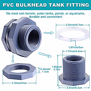 Outus 2 Pieces 1 Inch PVC Bulkhead Fitting PVC Bulkhead Fittings Rain Barrel Bulkhead Aquarium Bulkhead Tank Bulkhead Aquarium Bulkhead for Rain Barrels, Aquariums, Water Tanks and Ponds