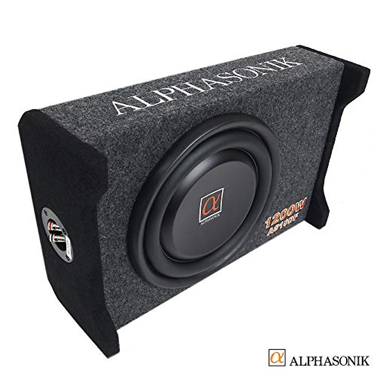 Alphasonik AS10DF 10" 1200 Watts 4-Ohm Down Fire Shallow Mount Flat Enclosed Sub woofer for Tight Spaces in Cars and Trucks, Slim Thin Loaded Subwoofer Air Tight Sealed Bass Enclosure
