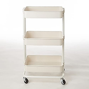 Urban Lifestyle Plastic 3 Tier Rolling Storage Cart, White