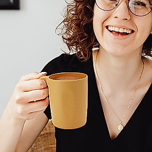 Wrova 16oz Wheat Straw Cups with handles set of 6-Plastic Cups Reusable-Unbreakable Wheat Straw Cups-Dishwasher Safe & Microwave Safe-Ideal Mugs for Tea,Coffee,Camping,RV-Vibrant Color