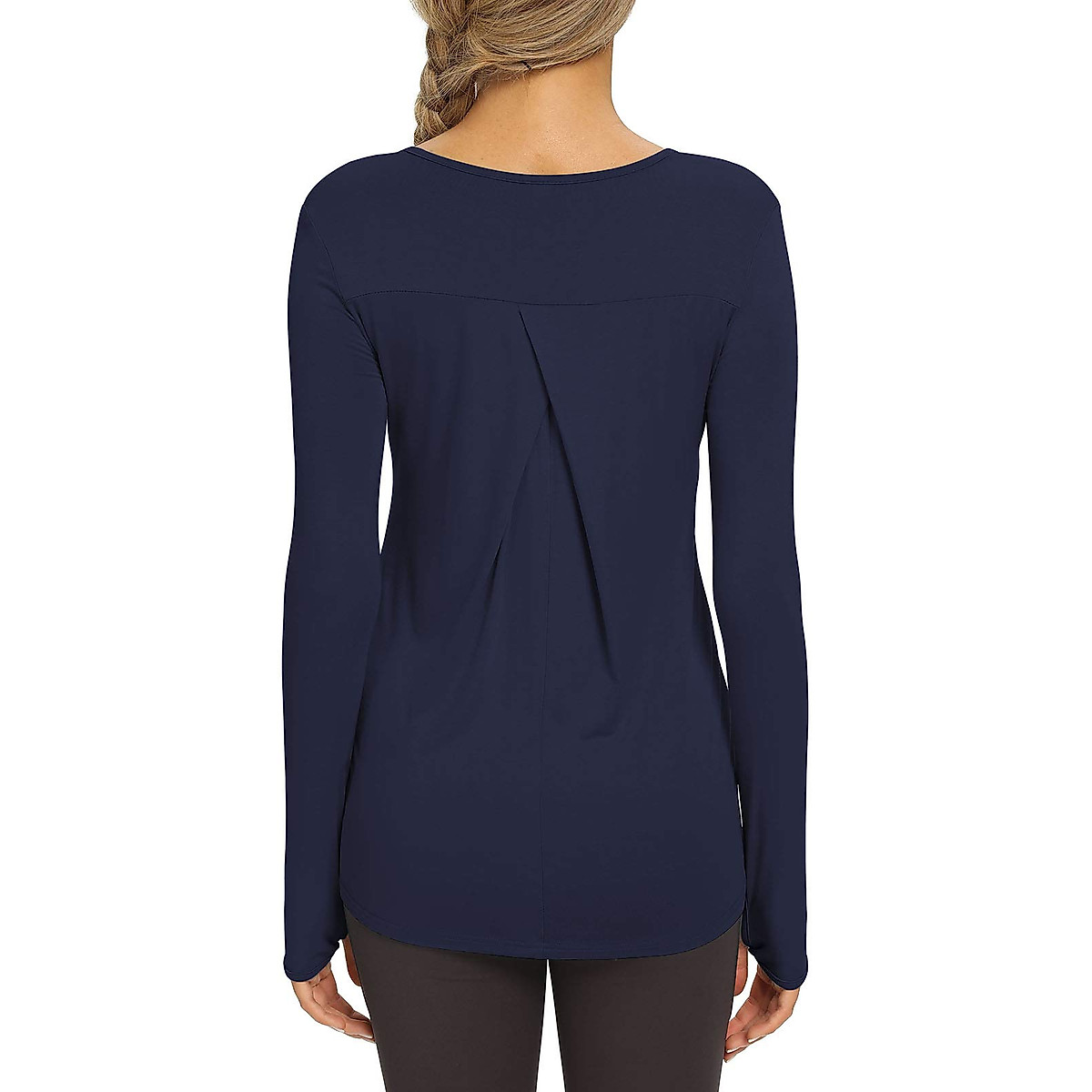 Bestisun Workout Shirt Long Sleeve Sport Tops Athletic Gym Shirts Yoga Clothes Activewear Running Exercise Shirts Navy Blue M