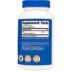 Nutricost DHEA 50mg, 240 Capsules - Gluten Free, Soy Free, Non-GMO, Supplement