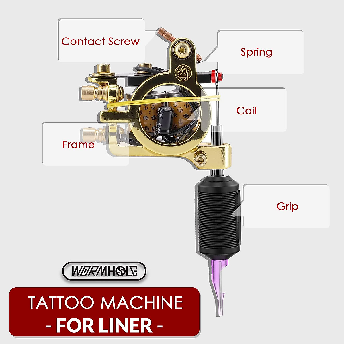 Wormhole Tattoo Complete Tattoo Kit for Beginners Tattoo Power Supply Kit 1 Pro Tattoo Machine Machine 10 Tattoo Needles Foot Pedal Grips Tips TK124