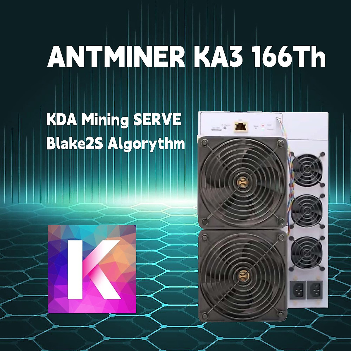 Antminer KA3 166Th/s Kadena Asic Miner, KDA 3154W Mining Machine with PSU