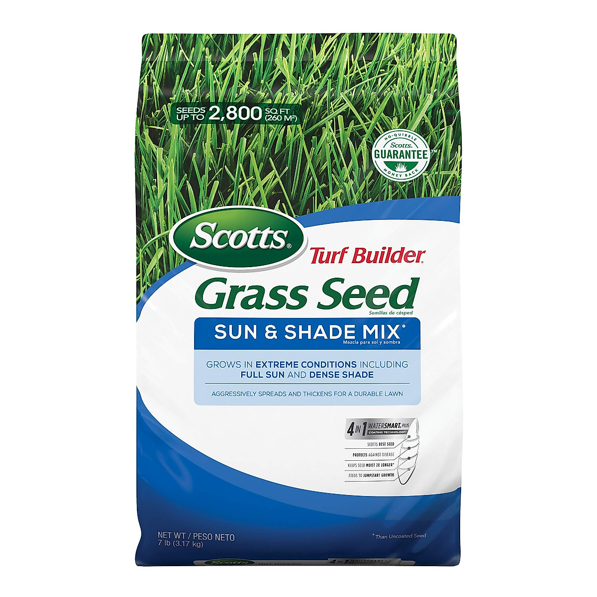 Scotts Turf Builder Sun and Shade Mix for Extreme Conditions including Full Sun and Dense Shade, 7 lbs.