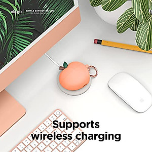 elago Peach Case Compatible with AirPods 3 Case Cover, Cute 3D Design Case Compatible with AirPods 3rd Generation Case 2021, Protective Silicone Case with Keychain, Wireless Charging, Girly Anime Case