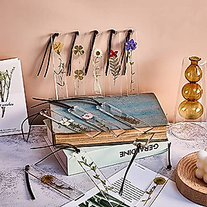 12 Pieces Resin Floral Bookmark Handmade Dried Flower Bookmark Presents for Kids Woman Teacher Students Reading Planner Book Club