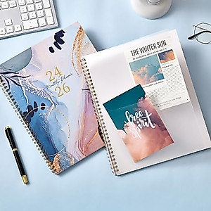 2024-2026 Monthly Planner/Calendar - Monthly Planner 2024-2026, Jul. 2024 - Jun. 2026, 8.5" x 11", 24-Month Planner with Pocket & Label, Thick Paper, Monthly Tabs, Twin-Wire Binding - Leaf Sand