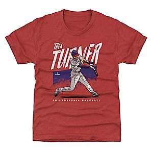 500 LEVEL Trea Turner Youth Shirt (Kids Shirt, 8Y Medium, Tri Red) - Trea Turner Philadelphia Grunge WHT