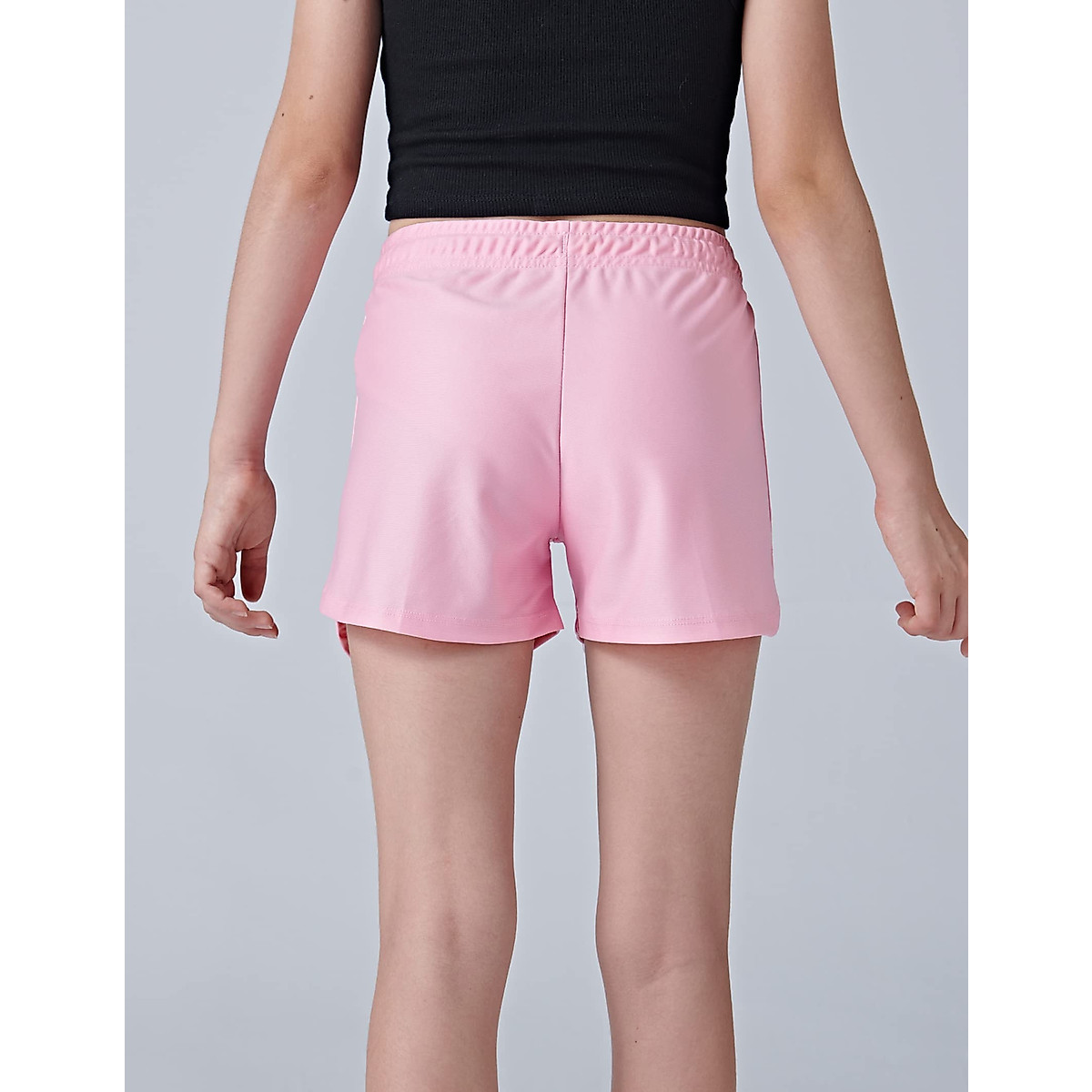 4 Pack Youth Girls Athletic Shorts 3", Girls Soccer Shorts, Kids Workout Gym Clothes Activewear Apparel with Zipper Pockets (Set 1, Small)