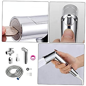 SOESFOUFU 1 Set Toilet Sprayer Bidet Handheld Cloth Diaper Sprayer Kit Handheld Sprayer Stainless Hose Hot and Cold Hand Held Bidet Cleaning Kits Cloth Diapers Hand Shower Silver Copper