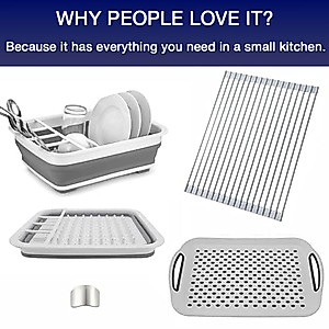 Inovare Designs Collapsible Dish Drying Rack & Drainboard Set - Ideal for RVs, Campers, Kitchens, Compact Spaces - Easy Storage & Cleaning - Kitchen Organizer & Storage Essential