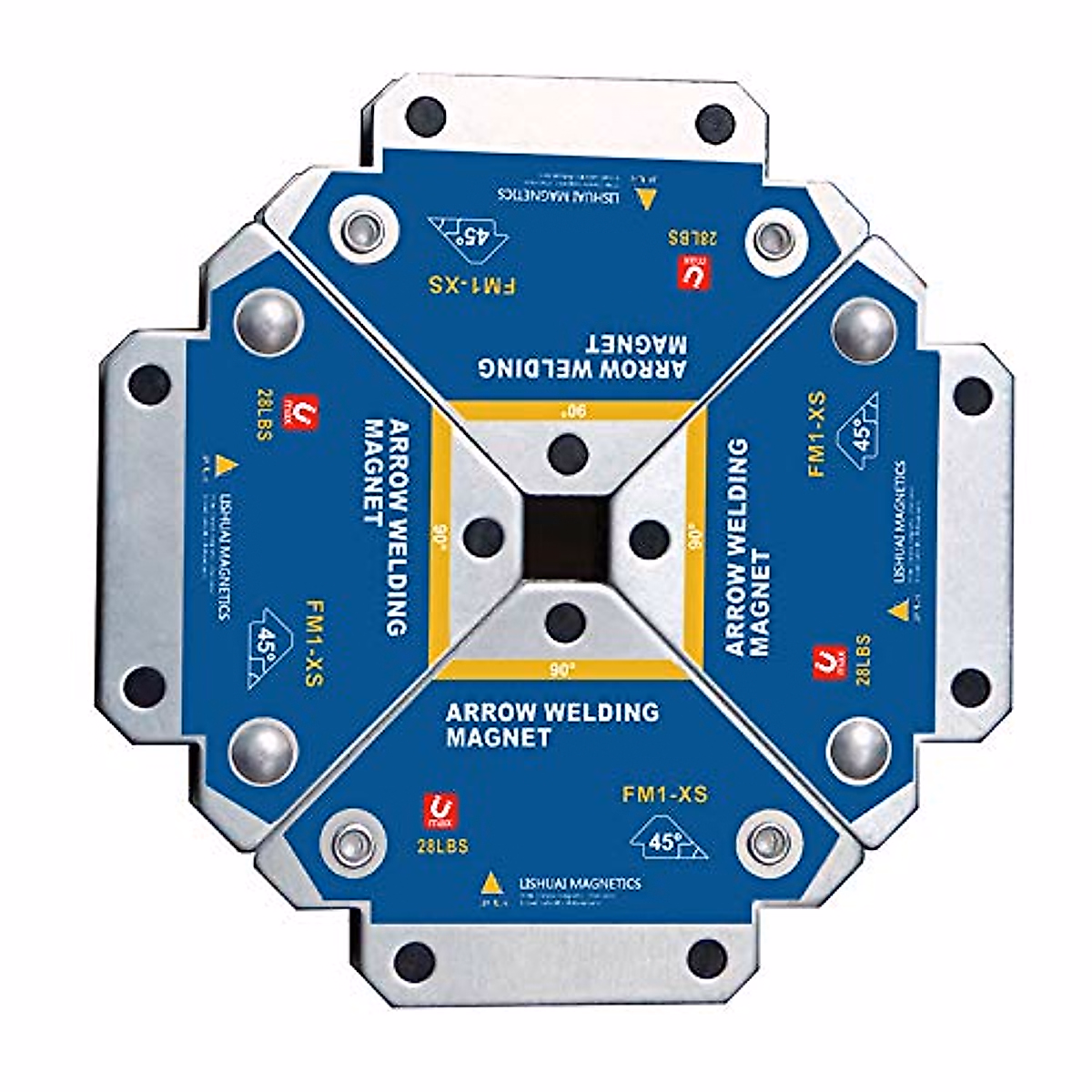 Lishuai 4 PCS 28LBS Mini Arrow Welding Magnet, Durable 45,90,135 Degree Multi Angle Magnetic Welding Holder
