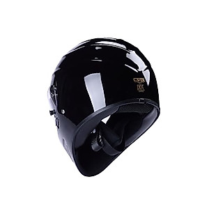 CRG Full-Face Motorcycle Helmet Street Bike Fiberglass Motocross Helmet DOT Certified ATV-4 - Parent Glossy Black Size Small