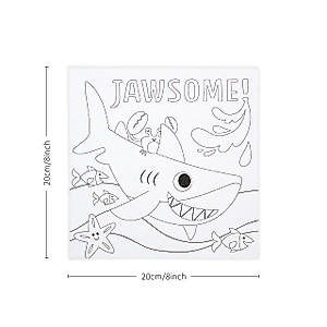 goldentime 4 Packs 8 inch Pre Drawn Canvas Kit, Paint by Numbers for Kids,Stretched Canvaes with Picture, Pre-Printed Acrylic Painting Set Age 8-12 9-12 4-8