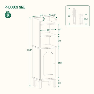 Hzuaneri Bathroom Storage Cabinet, Small Corner Floor Cabinet with Door and Shelves, Narrow Toilet Paper Cabinet, Bathroom Organizer with Adjustable Shelf, for Small Spaces, Greige BC38205G