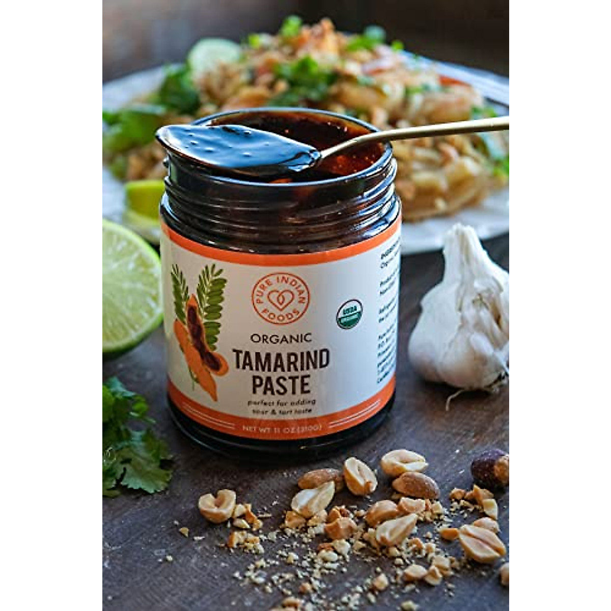 Pure Organic Tamarind Paste Concentrate - Sweet and Sour Sauce for Indian Chutney and Thai curry, Gluten Free, No Sugar Added, Glass Jar (1 PACK)