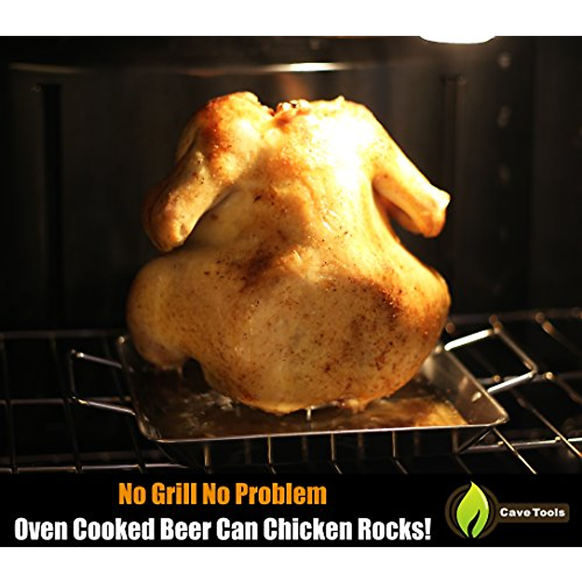 Cave Tools Beer Can Chicken Holder Roasting Pan with Vegetable Spikes - BBQ Accessories, Dishwasher Safe