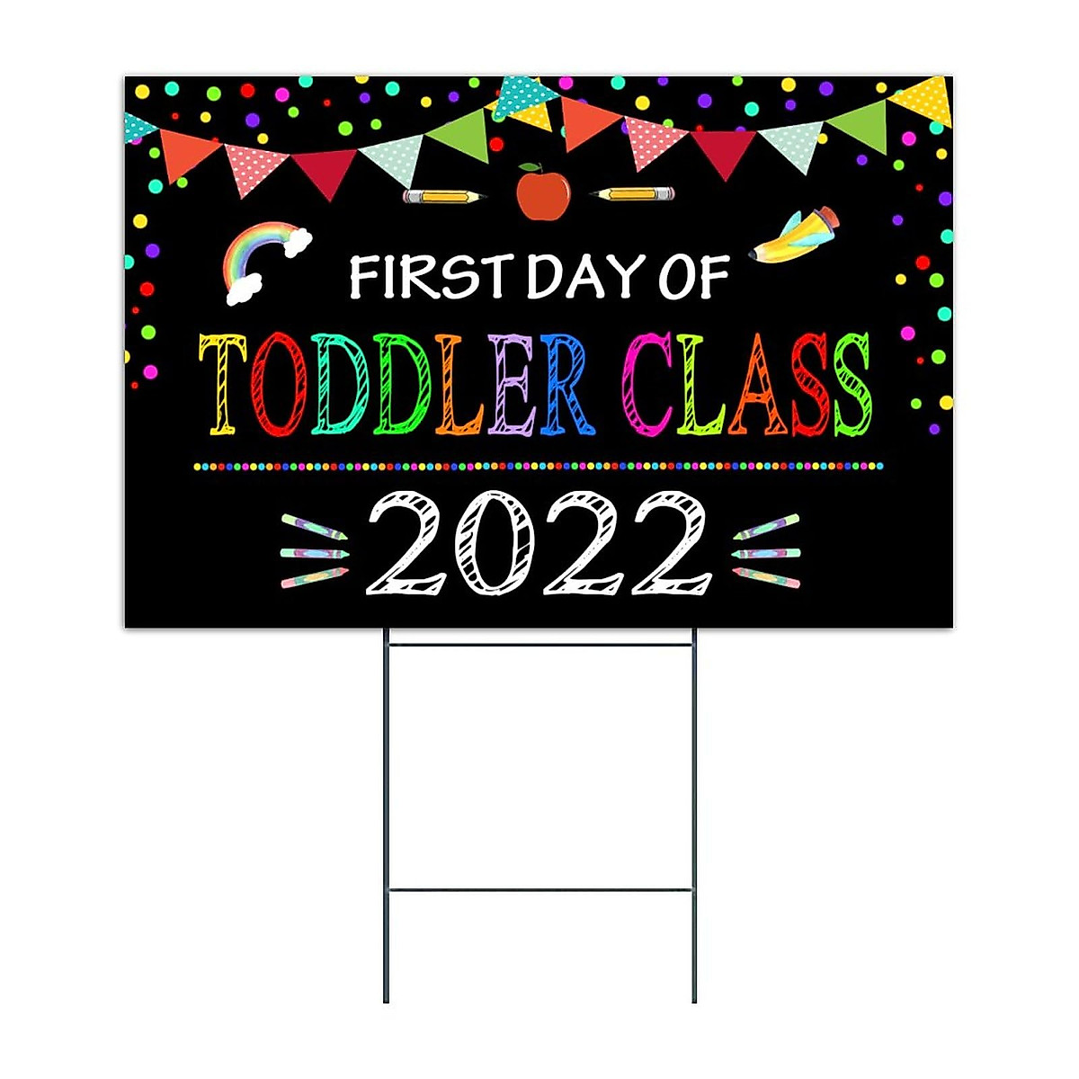 First And Last Day of School Yard Lawn Sign 12x18 Inch 1st Day School Photo Prop Double Sided Yard Sign for Rent House Party Decorations Props