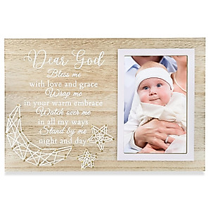 Baptism Gifts for Girls - Baptismal Gifts, Christening Gifts for Baby Girls, Boys - Baby Dedication Gifts from Godmother, Godfather, Godparent - Wood Picture Frame, 4"x 6" Photo, Wall & Tabletop