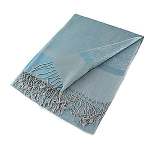PASKMLNA Paisley Jacquard Pashmina Shawl Wrap Scarf Stole (Skyblue01890)