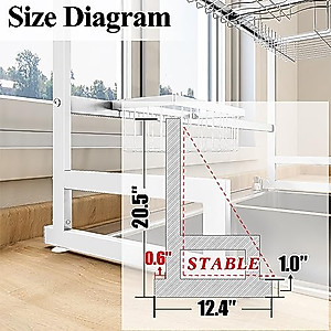 Over The Sink Dish Drying Rack, Adjustable (26.8" to 34.6") Large Dish Drying Rack for Kitchen Counter with Multiple Baskets Utensil Sponge Holder Sink Caddy, 2 Tier White