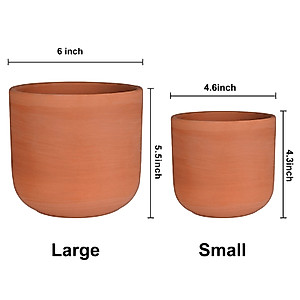 Thirtypot Terracotta Succulent Planter Pot with Drainage Hole, Large Round Shallow Bonsai Pot for Indoor Plants