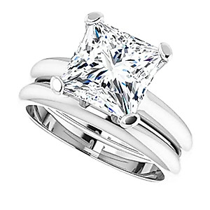 3 CT Princess Cut Engagement Ring Set for Women Moissanite Rings Solitaire Promise 925 Silver 10K/14K/18K Solid White Gold Bridal Ring Set (8)