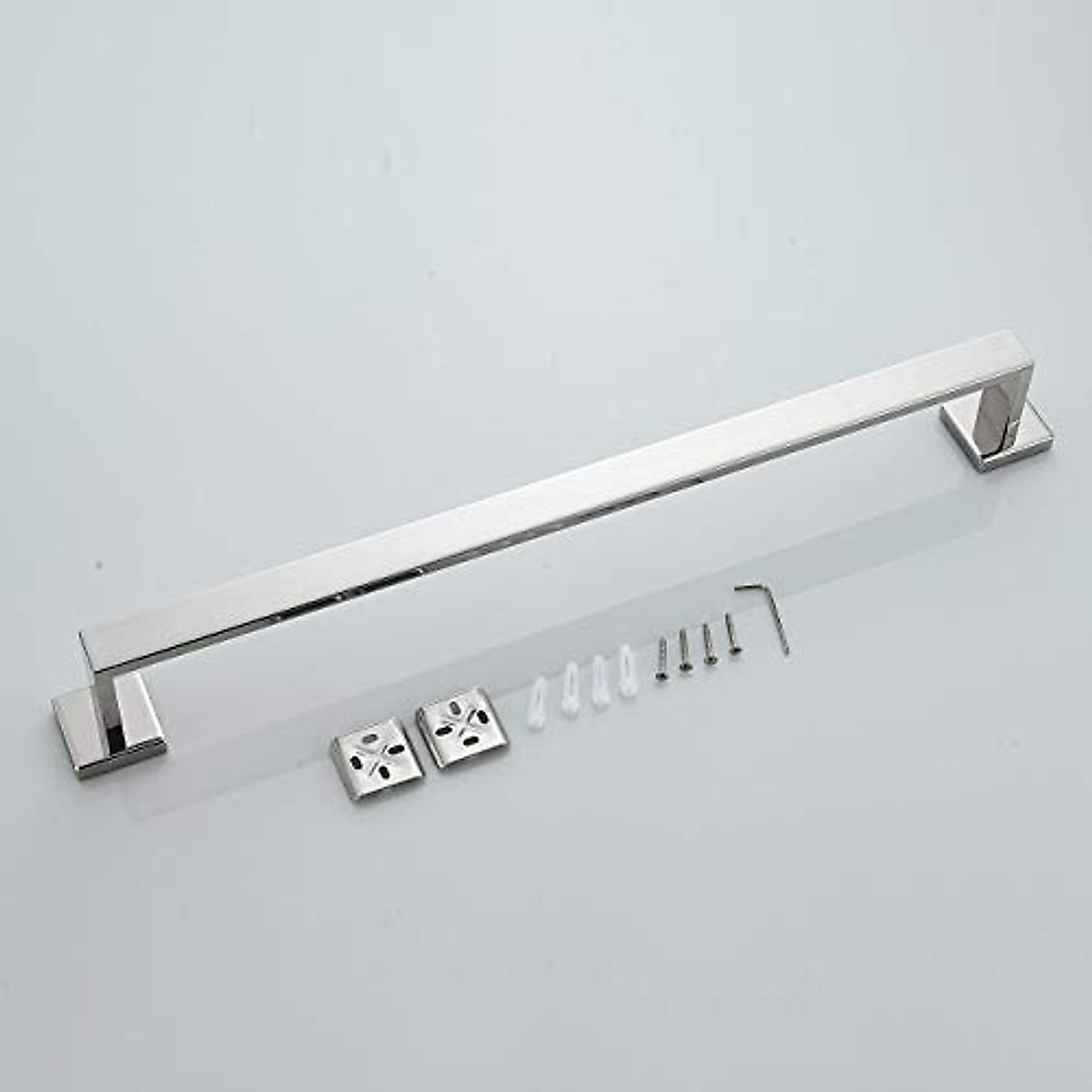 JunSun Square Towel Bar 24-Inch Stainless Steel Bathroom Hardware Towel Holder Modern Towel Rail Mirror Polished Bathroom Accessories Towel Rod Contemporary Wall Mounted Towel Rack Polished Chrome