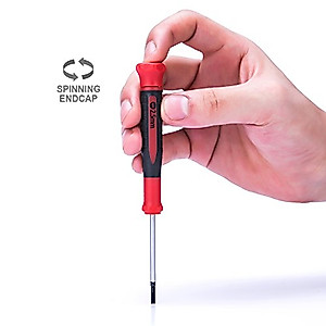 EFFICERE 9-Piece Precision Screwdriver Set | Phillips #0, 00, 000 | Flat 1.5mm, 2.0mm, 2.5mm | Torx T5, T6, T7 | Durable Chrome Vanadium Steel Shaft, Magnetic Tip, Ergonomic Grip, and Swivel End Cap