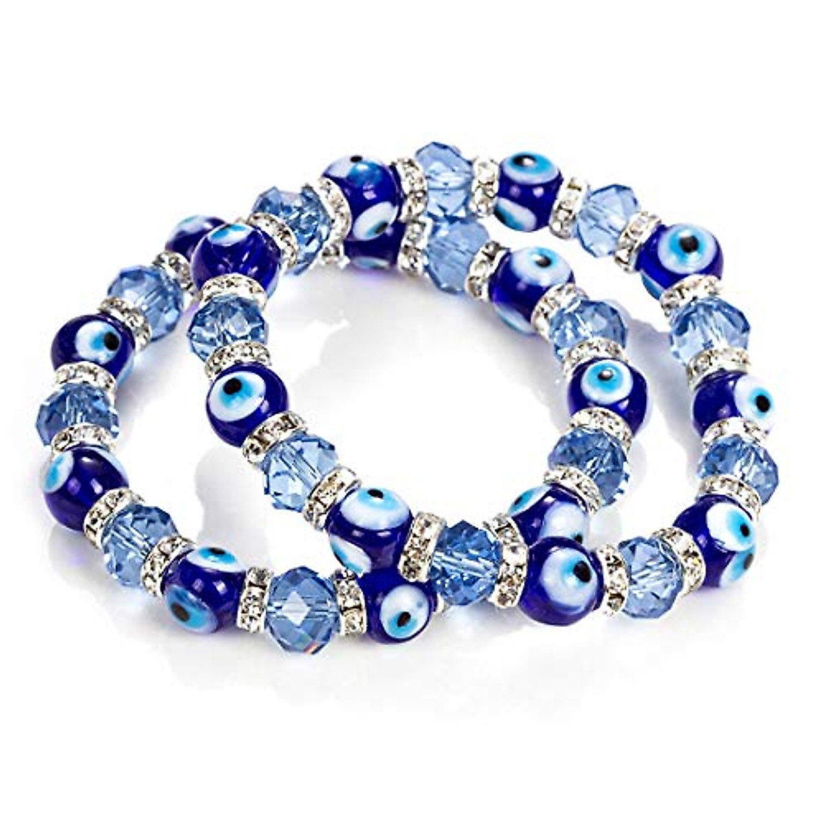 RagBear Beaded Bracelet With Evil Eye Charm Cheap 14K Rose Gold White Yellow Light Blue