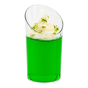 Restaurantware 3 Ounce Shot Glasses 100 Round Incline Cups - With Clear Finish Disposable Plastic Shot Glasses For Serving Samples At Wedding Banquets And Catered Events