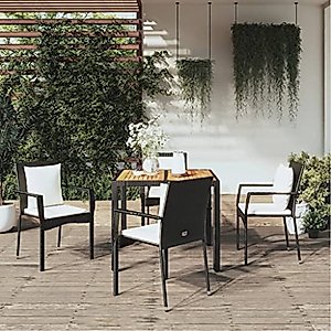 WFAUIBR Dining Set with Cushions 5 Piece Patio ，Bistro Sets,Coffee Table Sets, Whether You Have a Balcony, Lawn, Garden, or Poolside, This Set is Outdoor Spaces，Black，5 Piece 35.4"