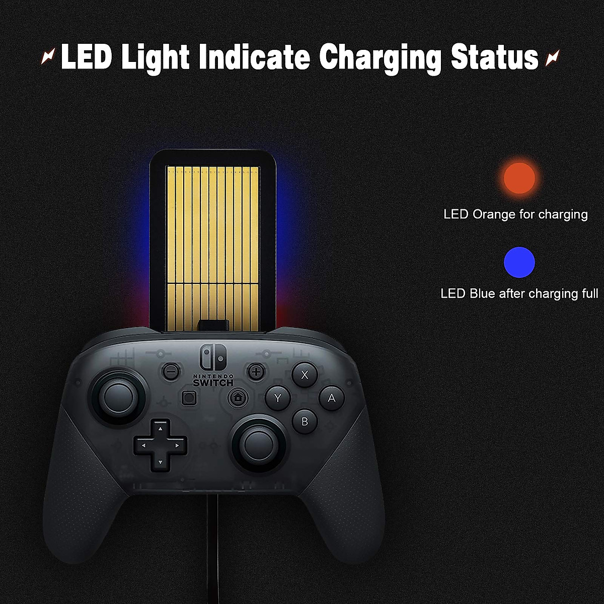 GuliKit Pro Controller Charger for Switch - Dual Controller Fast Charger Charging Dock Stand Station Compatible with Nintendo Switch Pro Controllers with LED Indicators