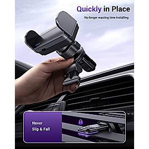 CAFELE Car Vent Phone Holder, [Firmly Grips Your Vent, Never Fall Off] Auto-Clamping Air Vent Phone Holder Car, Phone Mount Car Fit for iPhone 14 13 12 Mini Pro 11, SE(2020), XR, X, XS iPhone 8 7