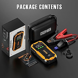 MegaXmar Car Battery Jump Starter -1500A Peak 12800mAh,Portable Car Jump Starter for Up to 7.5L Gas 6.0L Diesel Engine,12V Jump Starter Battery Pack with Smart Clamp Cables,LED Flashlight Jump Box